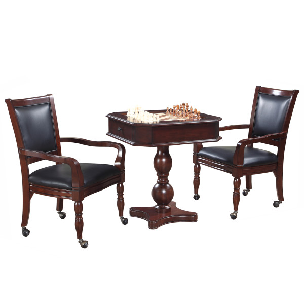 Fortress Chess, Checkers & Backgammon Pedestal Game Table & Chairs Set ...