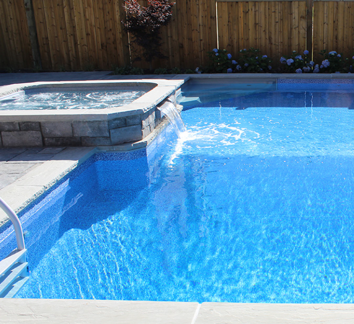 7' x 7' Square Silver Marble Cardinal Luxury Spillover Spa with 12 Jets ...