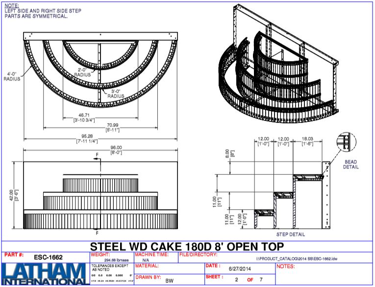 180 Deg. Radius Steel Wedding Cake Corner 42" Step (8' Wide) | Royal ...