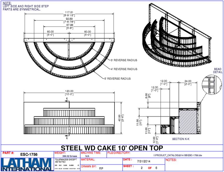 10' Radius Steel Wedding Cake Corner Step 42" (9'9 1/2" Wide) | Royal ...