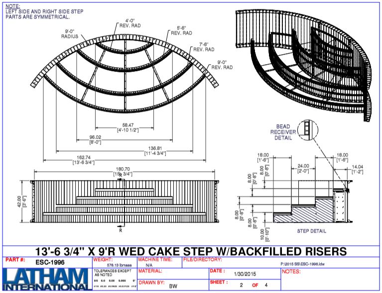 9' Radius Steel Wedding Cake Corner 42" Step (13'6 3/4" Wide) | Royal ...