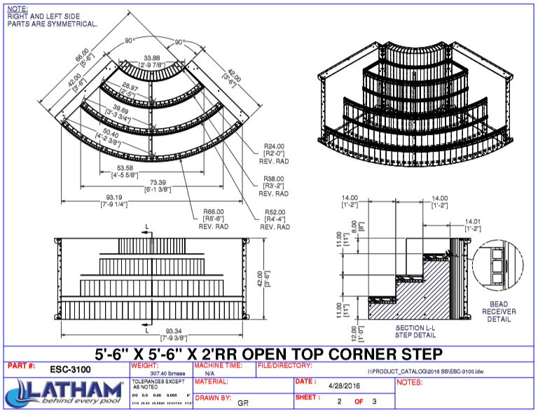 2'RR (Reverse Radius) Steel Corner Wedding Cake Step 42" (7'9 1/4" Wide ...