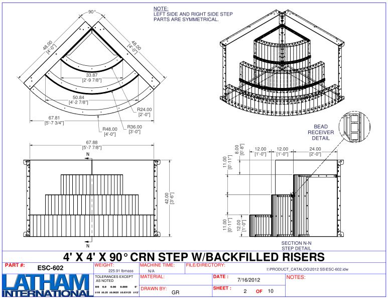 6" Radius Wedding Cake Corner Step 42" (4' x 4') | Royal Swimming Pools