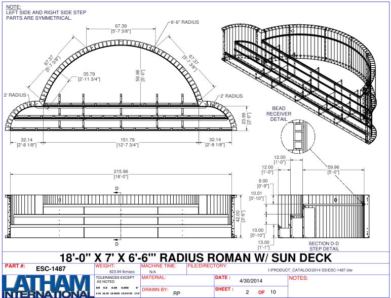 18' Wide Radius Roman End (6'6R) Steel Step w/ Sunledge | Royal ...