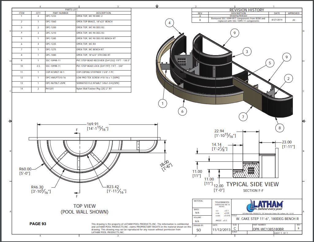 Wedding Cake Corner Step Polymer 3-Tread 180 Deg. 6" Radius w/ Right ...