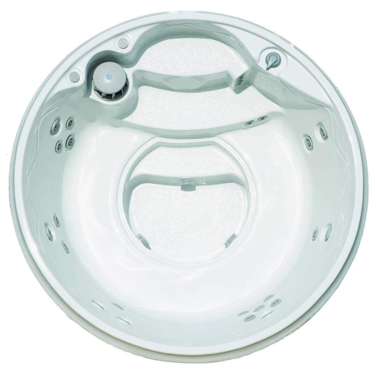 7' Round Silver Marble Cardinal Luxury Spa (Non-Spillover) with 25 Jets ...